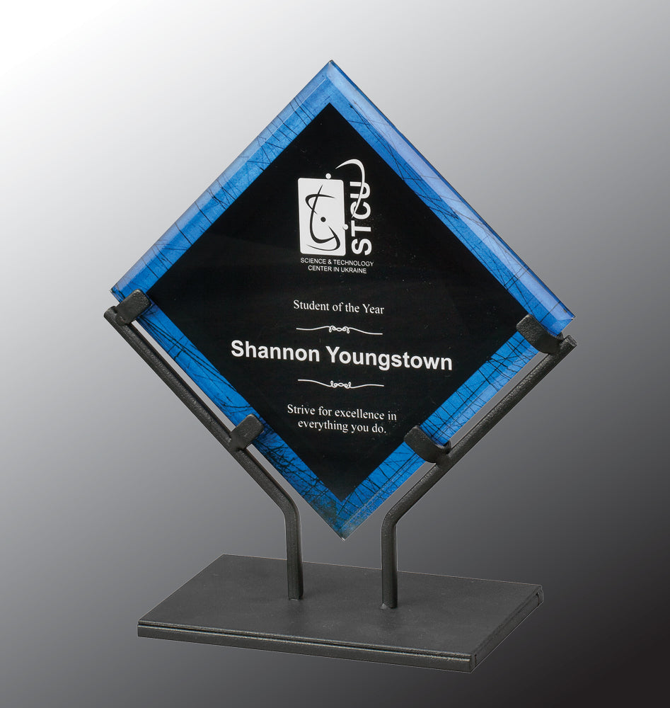 12" Blue Galaxy Acrylic Plaque with Iron Stand – Speedy Trophies