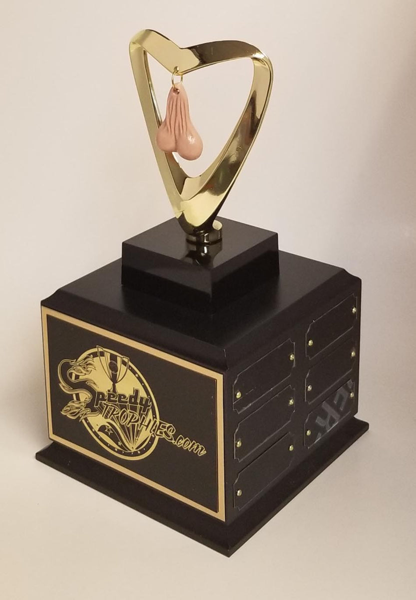 FANTASY FOOTBALL LAST PLACE SACKO TROPHY on BASE with Black Plates- FR ...