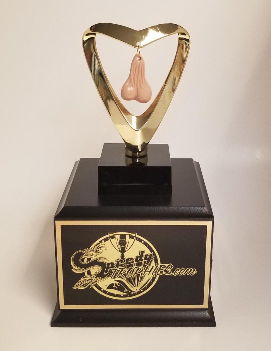 FANTASY FOOTBALL LAST PLACE SACKO TROPHY on BASE with Black Plates- FR ...