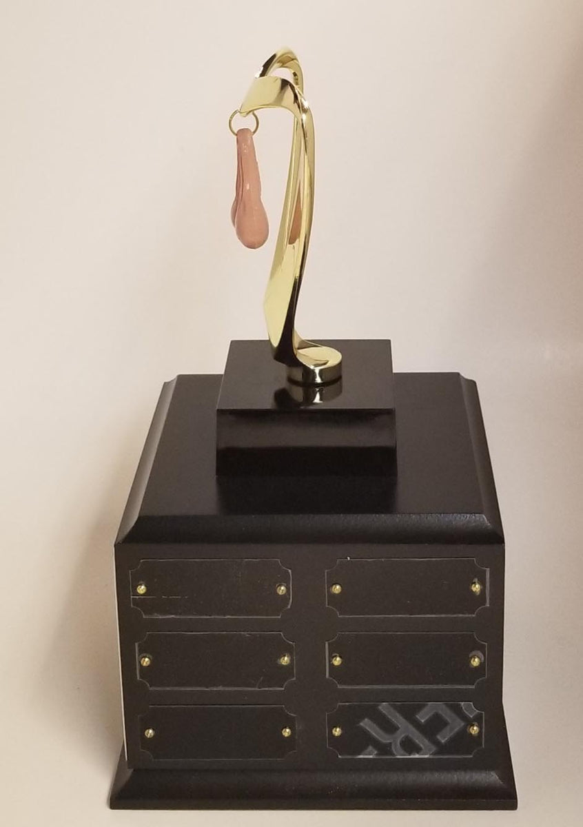 FANTASY FOOTBALL LAST PLACE SACKO TROPHY on BASE with Black Plates- FR ...